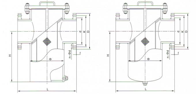 Din Flanged Simplex Basket Strainer , Pn16 Fabricated Steel Bucket Type Strainer